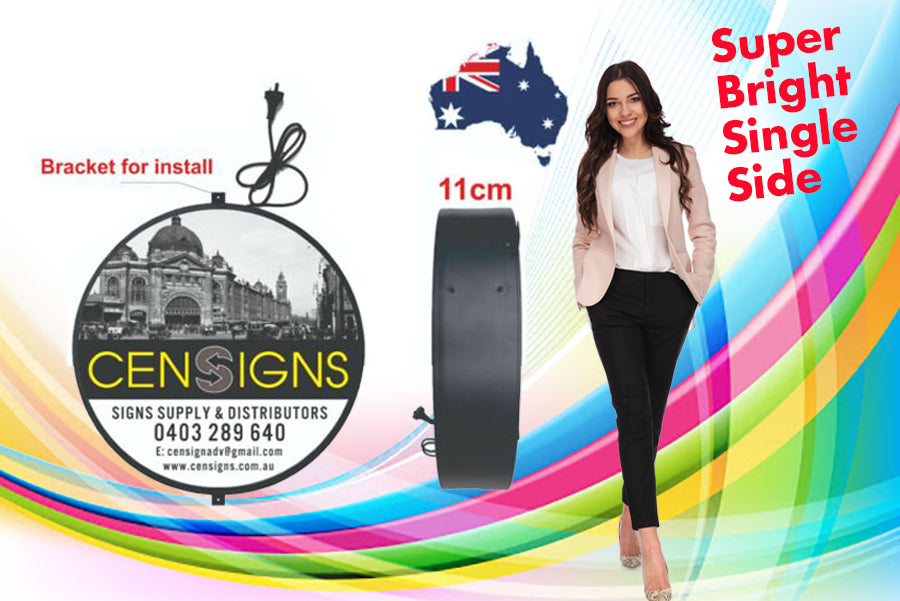 Super Bright Single side Black Flat Round - Wall Bracket LED Lightbox